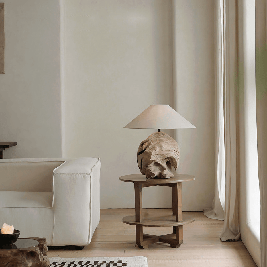 Carved Table Lamp - Eco-Friendly Wood Design – LoveÉcru